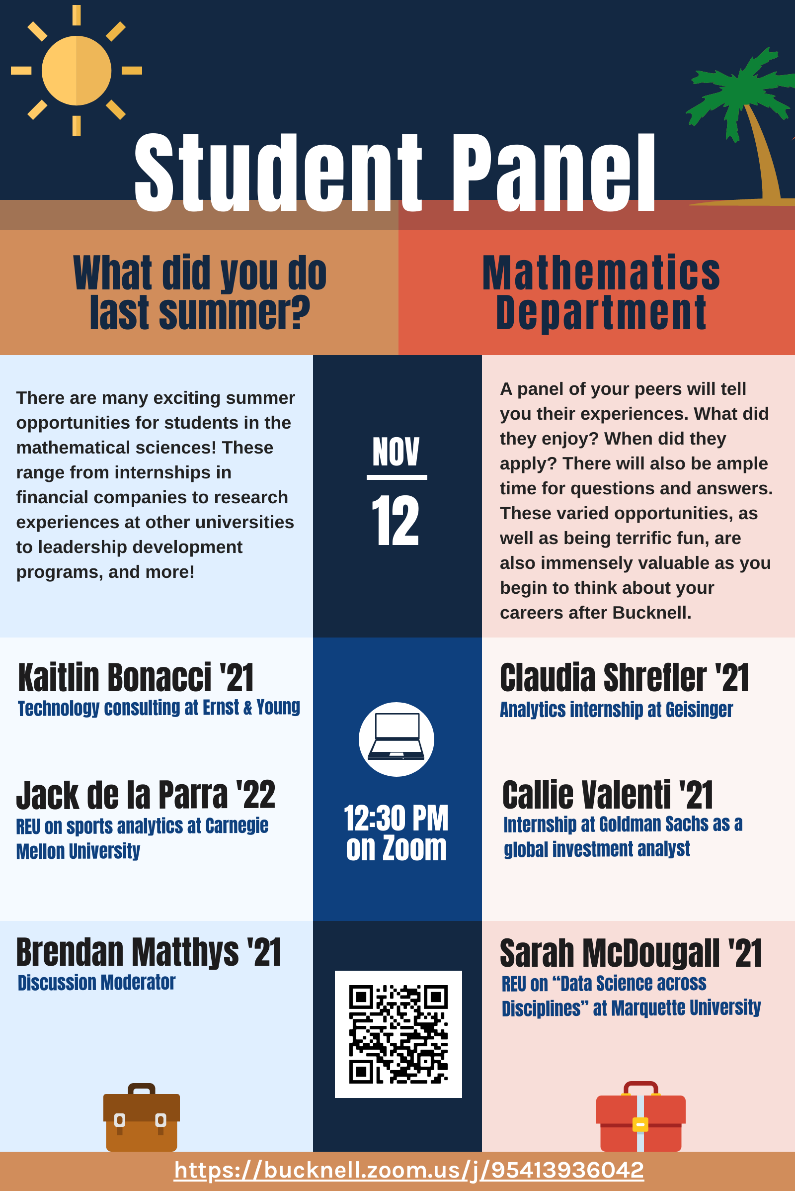 Student Panel: What did you do last summer? Nov. 12 @12:30 PM on Zoom ...